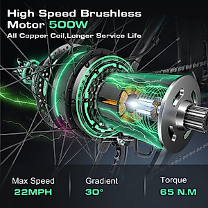 Vivi Electric Bike, 27.5" Electric Bike for Adults, Peak 750W Ebike 22MPH Electric Mountain Bike with 48V 499.2WH Battery, Up to 50 Miles, 21 Speed Adult Electric Bicycles, UL 2849 Certified