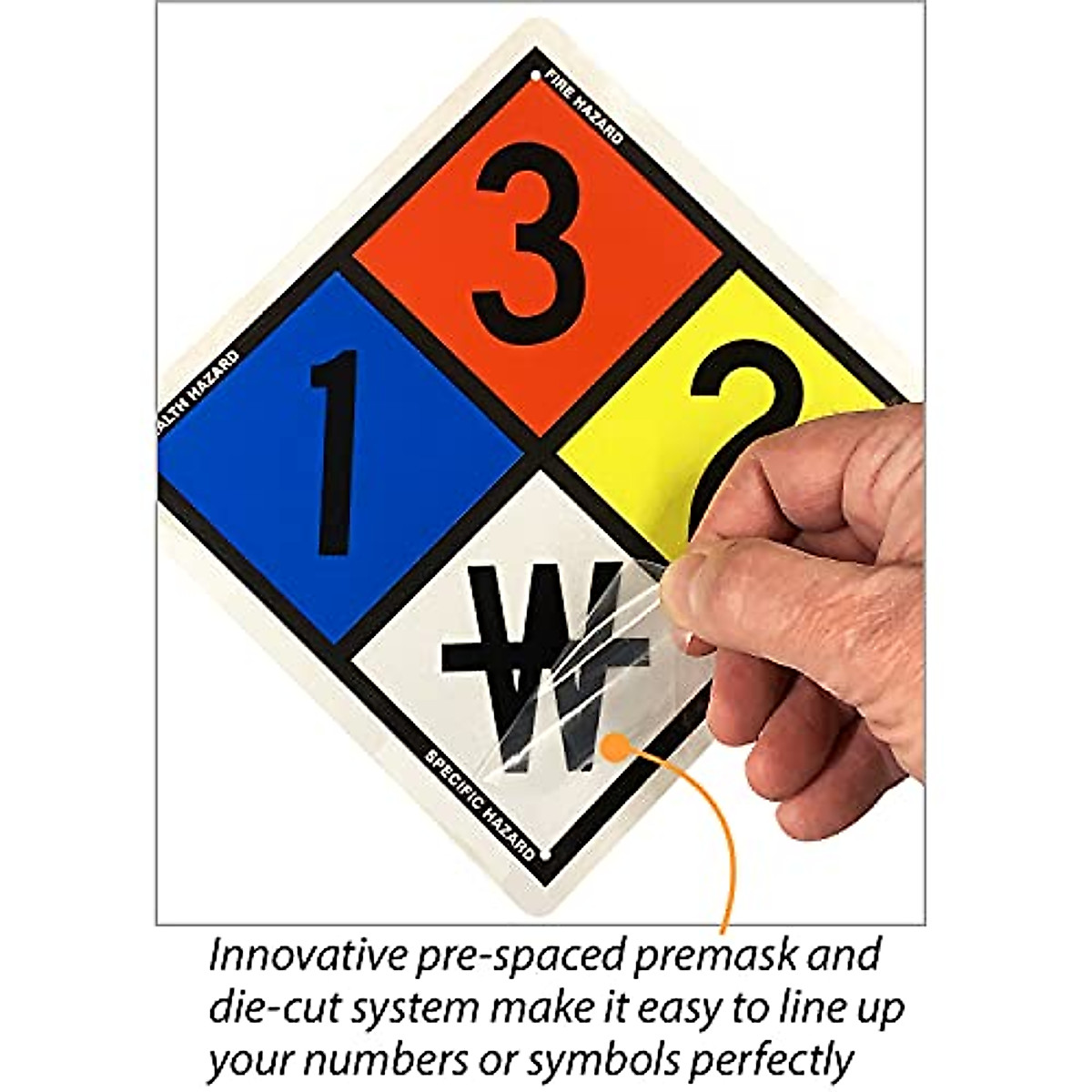 SmartSign NFPA Adhesive Label Kit (Placard, Digits & Symbols) | 8.5" Tall (Tip-to-Tip) Diamond Laminated Vinyl, 6" x 6"