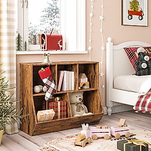 HOOBRO Storage Chest, Wooden Storage Box Kids Bookshelf, Bookcase Footboard BF75CW01G1-BF32CW01