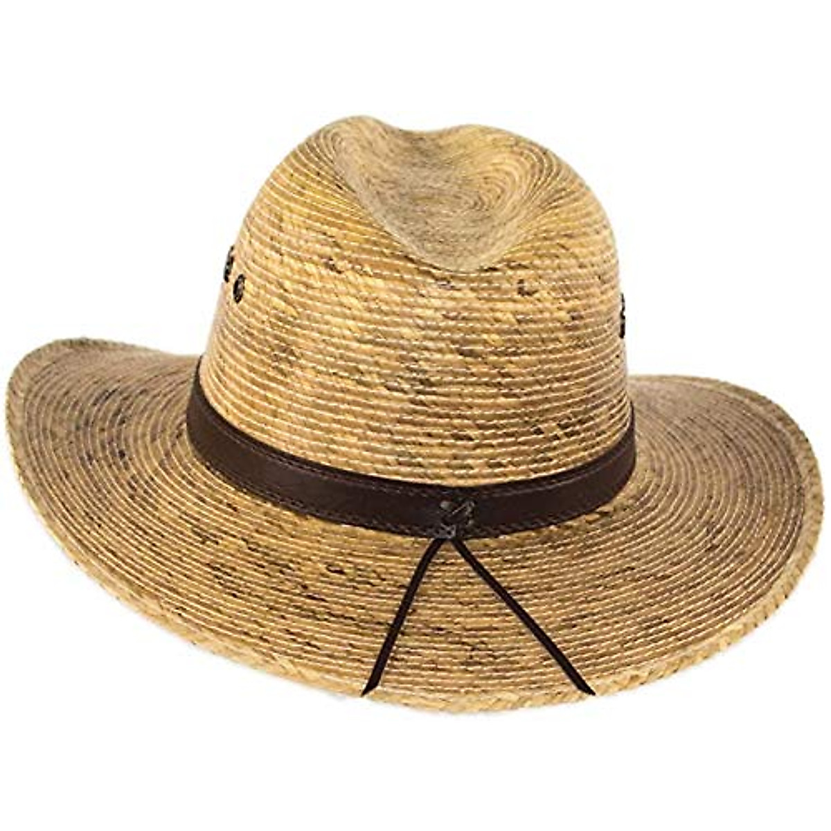 Big Wide Brim Natural Palm Leaf Straw Cuban Gaucho Fedora UPF Sun Hat Flex Fit