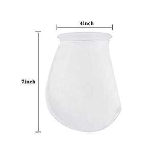 AQUA KT Aquarium 2 PCS 200 Micro Filter Sock Bag for DIY Fish Tank Filter System, 4 Inch Diameter Ring by 7 Inch Filter Sock Length