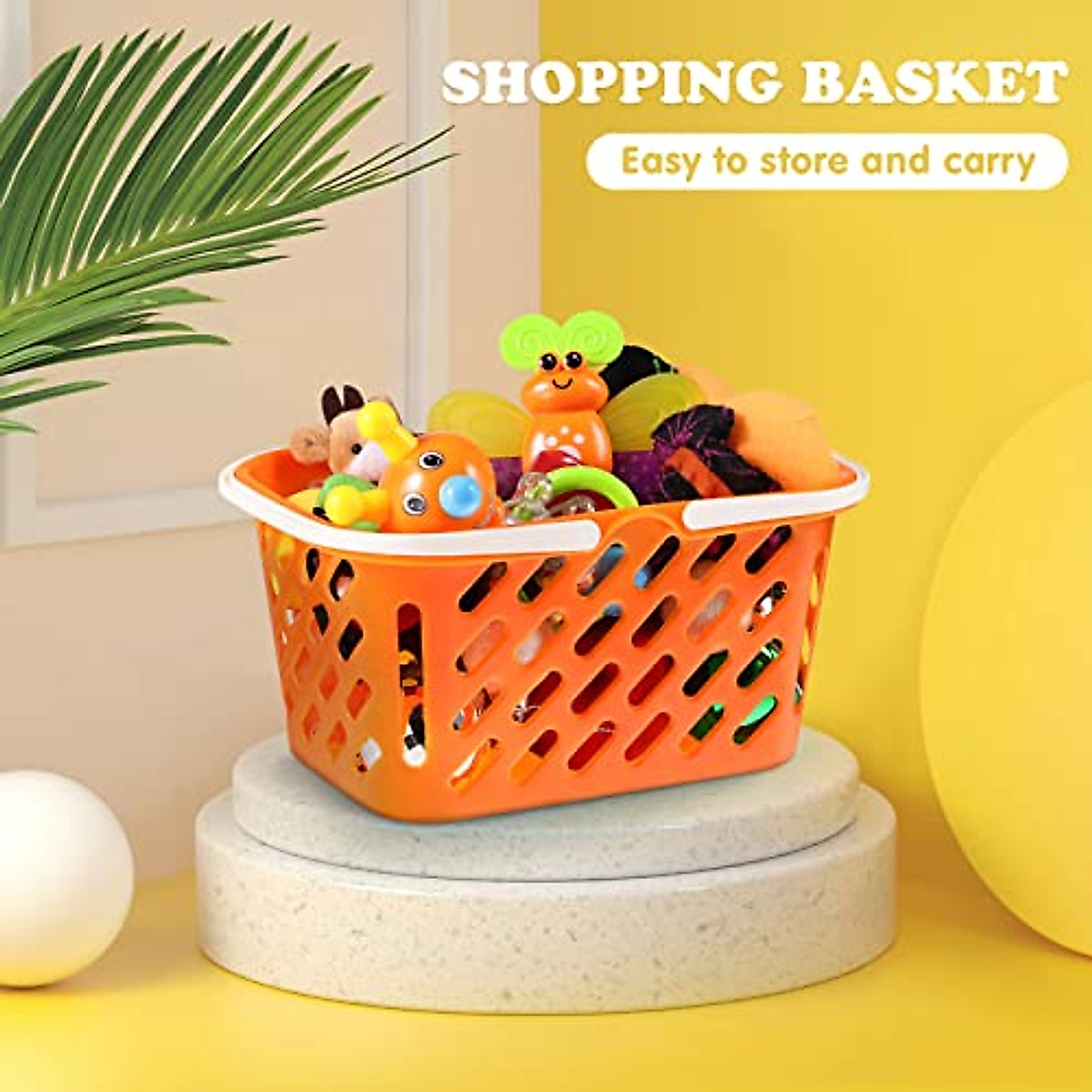2pcs Mini Shopping Baskets Portable Grocery Baskets with Handles Multipurpose Baskets Toys Storage Organizers for Kids Toddlers Party Favors