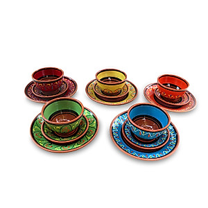 Cactus Canyon Ceramics Spanish Terracotta 5-Piece Breakfast Bowl Set (European Size), Multicolor