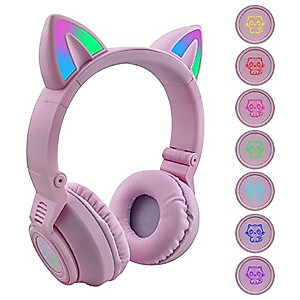 YUSONIC Cat Ear Bluetooth Headphones,Toddlers Kids Wireless Headphones for Boys Girls Amazon Fire Tablet/Laptop/iPad/School (Purple)