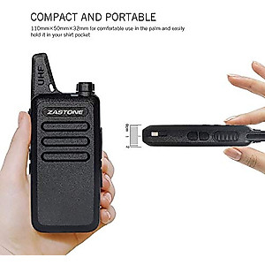 Zastone X6 Rechargeable Long Range Two-Way Radios with Earpiece 2 Pack 3W 16-Channel UHF Walkie Talkies