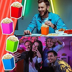 ramede 48 Pcs Mini Neon Popcorn Boxes Neon Glow Party Popcorn Box Neon Popcorn Holder Reusable Mini Paper Popcorn Box Cardboard Popcorn Container for Movie Snacks Theater Birthday Neon Party Supplies