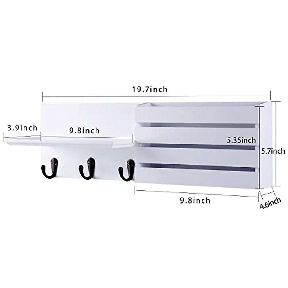 EMERIT Key Holder Wall Mail Organizer Decorative Mounted Organizer White Suitable for Entryway/Hallway