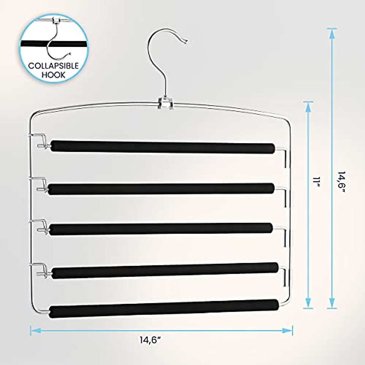 Generic, Space Saving Detachable Hangers, Multi-Layer Clothes & Pants Hangers, 6 in 1 Detachable Clothes Hanger & 5 Layers Swing Arm Pants Hangers, Set 2 Pack - YToTh