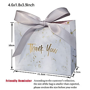 CheeseandU 24Pack Small Thank You Gift Bag Boxes Marble Pattern with Bowknot Decor Thank You Paper Bag for Wedding Baby Shower Thanksgiving Xmas Party Favor Candy Boxes, 4.5" Grey