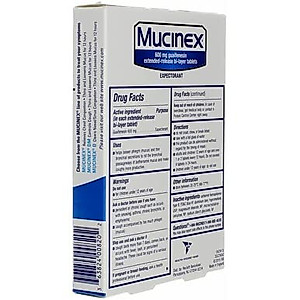 Chest Congestion, Mucinex Expectorant 12 Hour Extended Release Tablets, 20ct, 600 mg Guaifenesin with Extended Relief of Chest Congestion Caused by Excess Mucus. Thins and Loosens Mucus (Pack of 3)