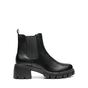 DREAM PAIRS Women's Elastic Chelsea Ankle Boots Platform Low Chunky Block Heel Lug Sole Slip on Fall Heeled Booties Shoes, SDAB2316W, Black, Size 9