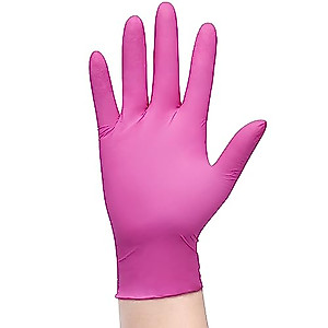 SwiftGrip Powder-Free Nitrile Gloves, Medium, 50ct Box - 3-mil, Disposable, Latex-Free, for Kitchen, Cleaning, Estheticians, Hair Stylist - Pink/Fuchsia
