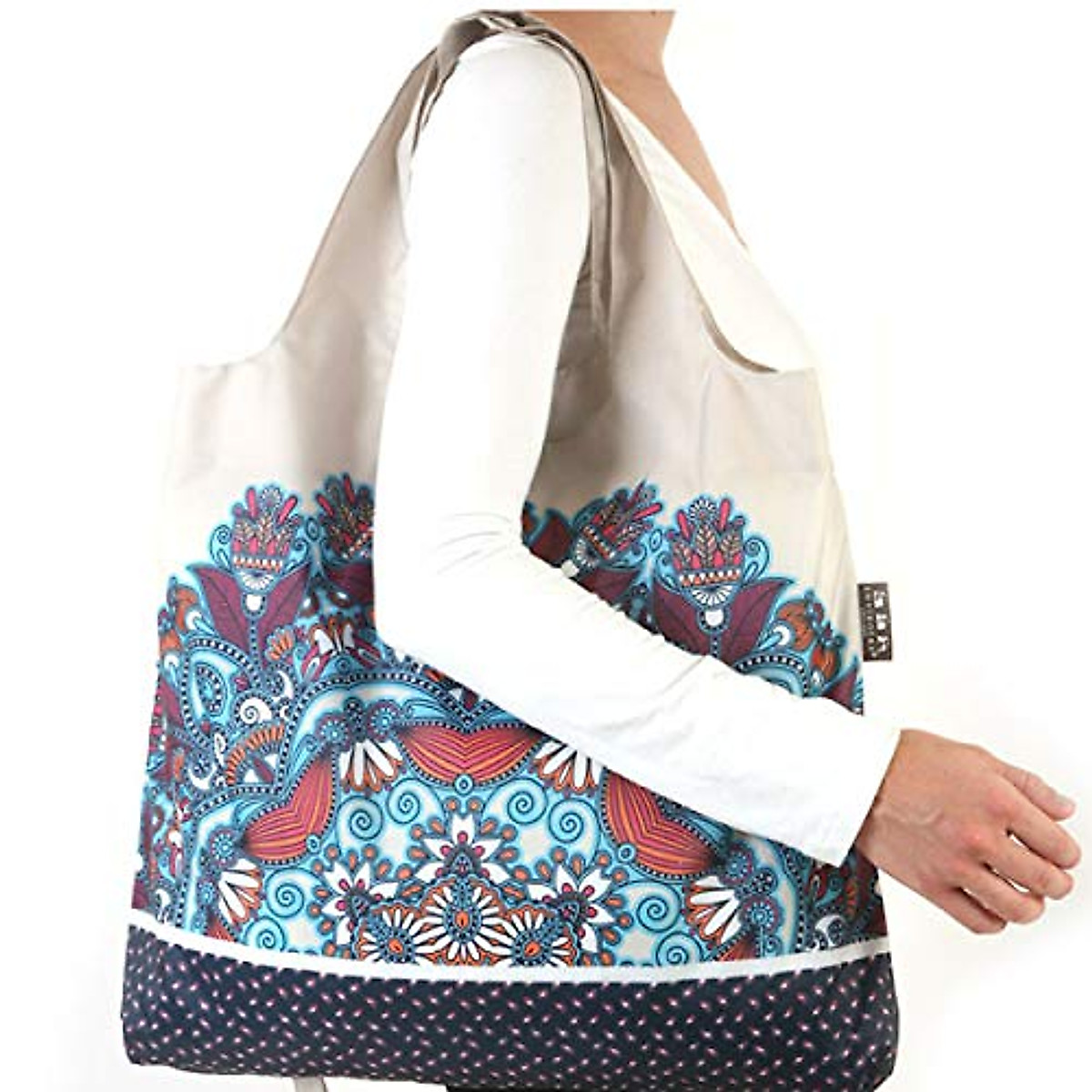 Reusable Grocery Bags- Set of 3 Boho Wanderlust Envirosax - Foldable Quality Travel or Shopping Tote. Eco-Friendly, Waterproof / Machine Washable. For Travel Shopping Arts Crafts Multi Use