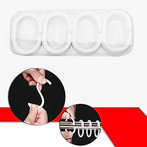White Plastic Shower Curtain Rings Hooks for Bathroom Shower Window Rod (White