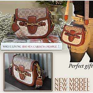 Small Crossbody Bags for Women - Leather Purse Handbag - Fashion Design - Golden Buckle (Light Brown)