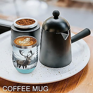 WYUSPGK 304 Stainless Steel Insulated Cup, Snow Elk Print Smooth Rim, Durable & Reusable - Perfect for Office, Home, And Travel