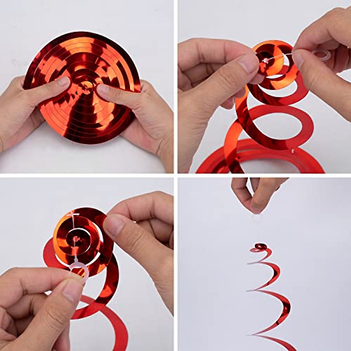 30 Pieces Iridescent White Hanging Swirls, Foil Swirl Hanging Decorations Plastic Steamers for Ceiling, Dangling Whirls Wedding Baby Shower Birthday Party Decorations