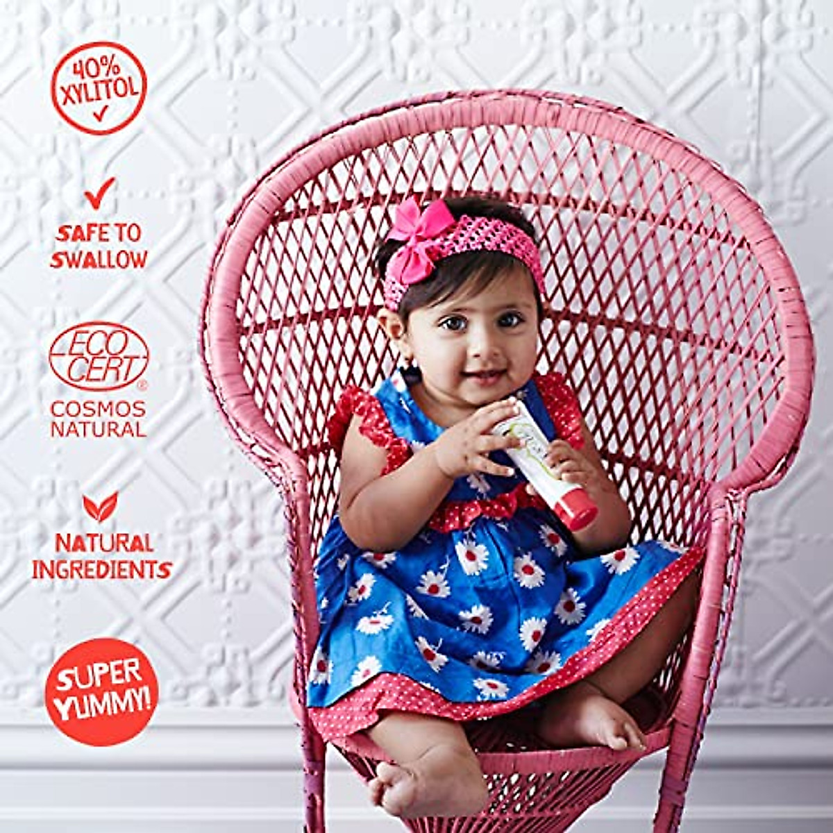 Jack N' Jill Kids Natural Toothpaste - Kids Toothpaste Fluoride Free, 40% Xylitol, BPA Free SLS Free, Makes Tooth Brushing Fun for Kids - Strawberry, 1.76 oz (Pack of 3)