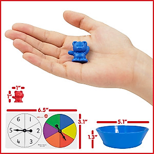 edxeducation Counting Bears with Matching Bowls - Early Math Manipulatives - 68pc Set - 60 Bear Counters, 6 Bowls & 2 Game Spinners - Home Learning