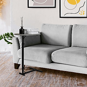 WHEARTED Small Side Table for Small Spaces, C Shaped End Table Slide Under Sofa Couch and Bed, Height Adjustable C Table End Table with Metal Frame for Living Room, Bedroom, Bathroom Gray