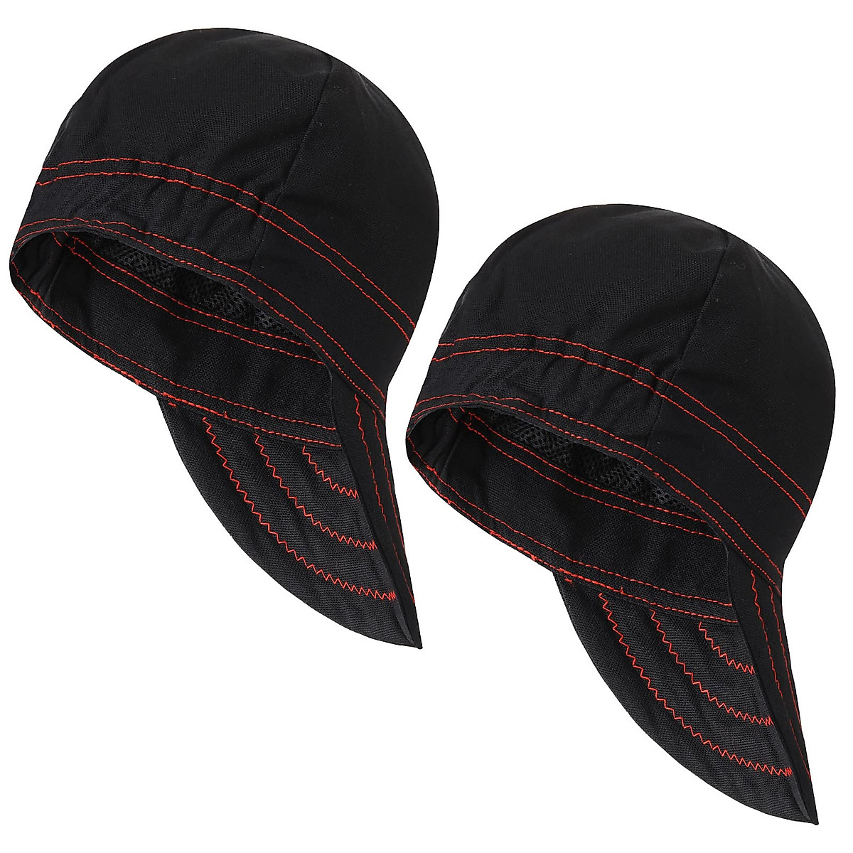 2 Pcs Welding Cap Flame Resistant Welders Caps Reversible Cotton Soft Short Crown Welders Hats with Elastic for Men Women Electrician(Black, Red)