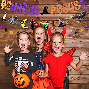 iPartycool Halloween Decorations-Hocus Pocus Decor, Glitter Hocus Pocus Banner, Hocus Pocus Party Decorations, Halloween Hanging Paper Garland Bunting Banner Witches for Wall Home Mantle Office Wall