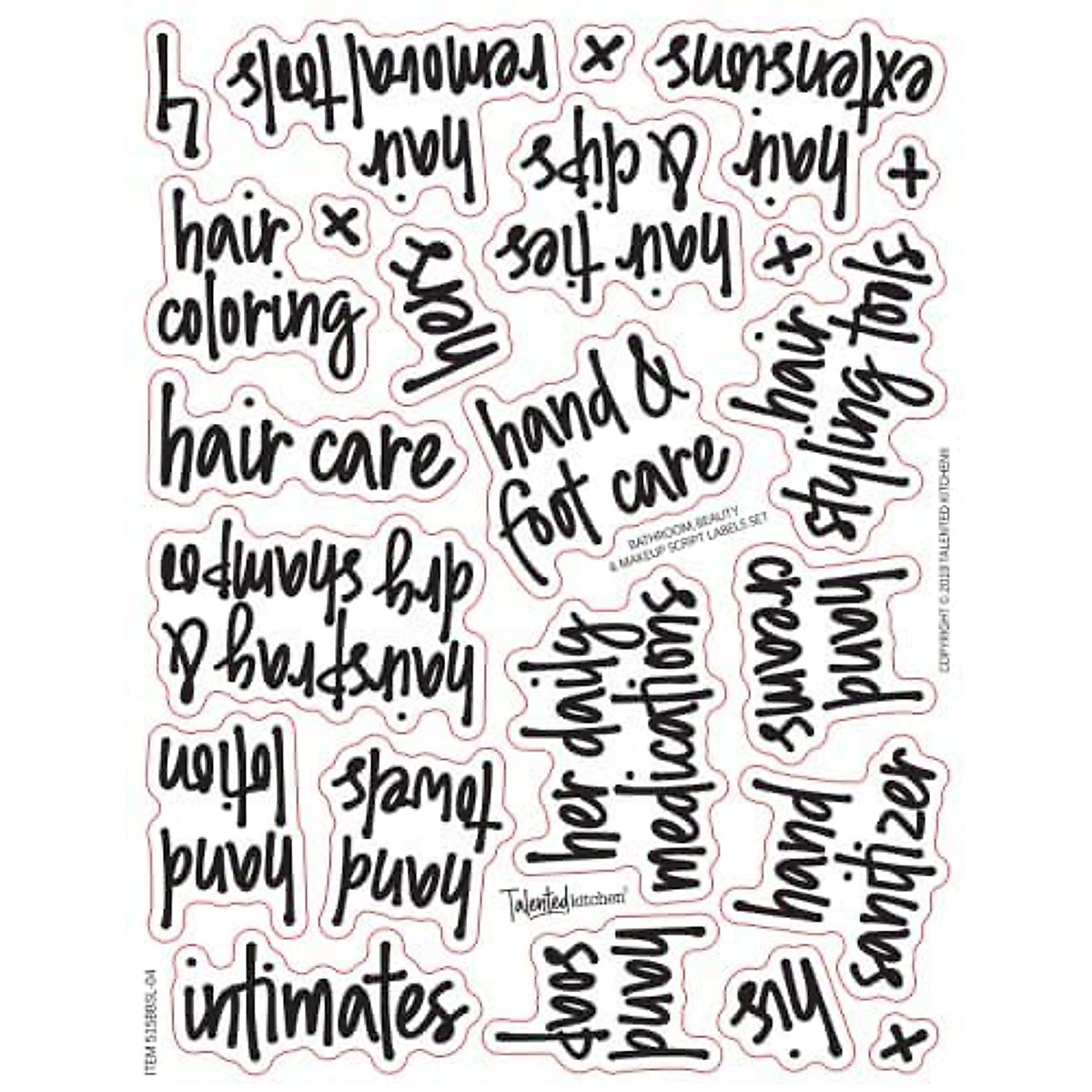 Talented Kitchen 6-Pack Makeup Organizer Premium Quality Acrylic Plastic Containers. Bathroom Beauty Storage Set: 5 Canisters & 107 Printed Labels Organization