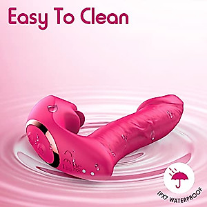 Qiymssy Wearable Panty Butterfly G Spot Vibrator with APP Remote Control 7 Tongue Licking 10 Vibration Modes, Rose Clitoral Dildo Vibrators for Vagina Anal Stimulator, Adult Sex Toys for Women Couples