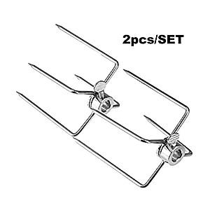 Stainless Steel Grill Rotisserie Meat Forks BBQ Grill Rotisserie Spit Meat Forks Replacement 4-Prong-Fits for 5/16" square rotisserie spit