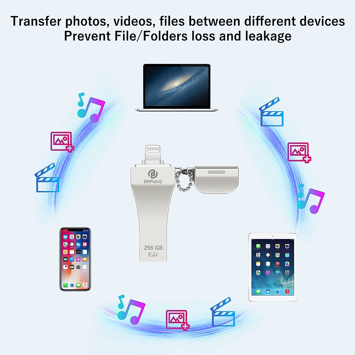 Apple MFi Certified 256GB Photo-Stick for iPhone External-iPhone-Storage iPhone-USB-Flash-Drive iPad Backup-Photo-Storage iPad USB-Thumb-Drive Data Transfer Device Memory Stick for iPhone/iPad/PC 1pcs