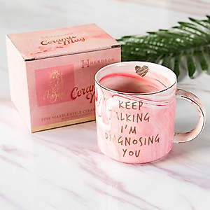 Psychology Gifts Funny Gift Idea for Psychologist, Psychiatrist, Therapist, School Counselor, Women, Boss, Mom, Coworker, Graduation - Keep Talking I'm Diagnosing You - Pink Coffee Mug 11.5oz Cup