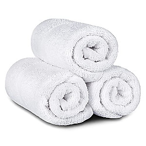 Wealuxe White Hand Towels for Bathroom 12 Pack 16x27 Inch, Cotton Hand Towel Bulk for Gym and Spa, Soft Extra Absorbent Quick Dry Terry Bath Towels