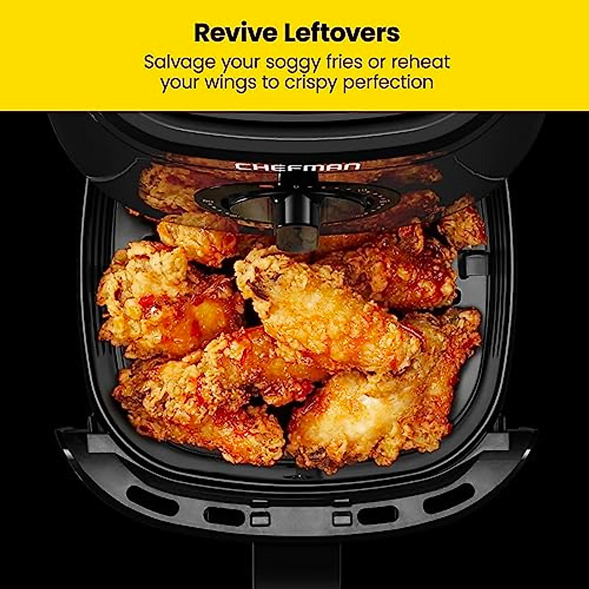 Chefman TurboFry 2-Quart Air Fryer, Dishwasher Safe Basket & Tray, Use Little to No Oil For Healthy Food, 60 Minute Timer, Fry Healthier Meals Fast, Heat And Power Indicator Light, Temp Control, Black