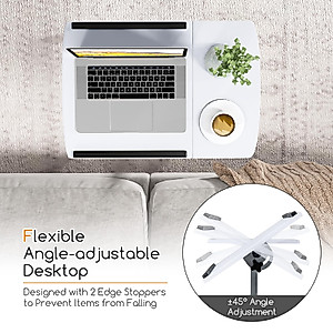 Tangkula Rolling Laptop Desk Cart, Mobile Laptop Stand with Tilting Tabletop, Height Adjustable Bedside Table with Mouse Pad Cup Holder, Ideal for Laptop Bed Sofa Couch