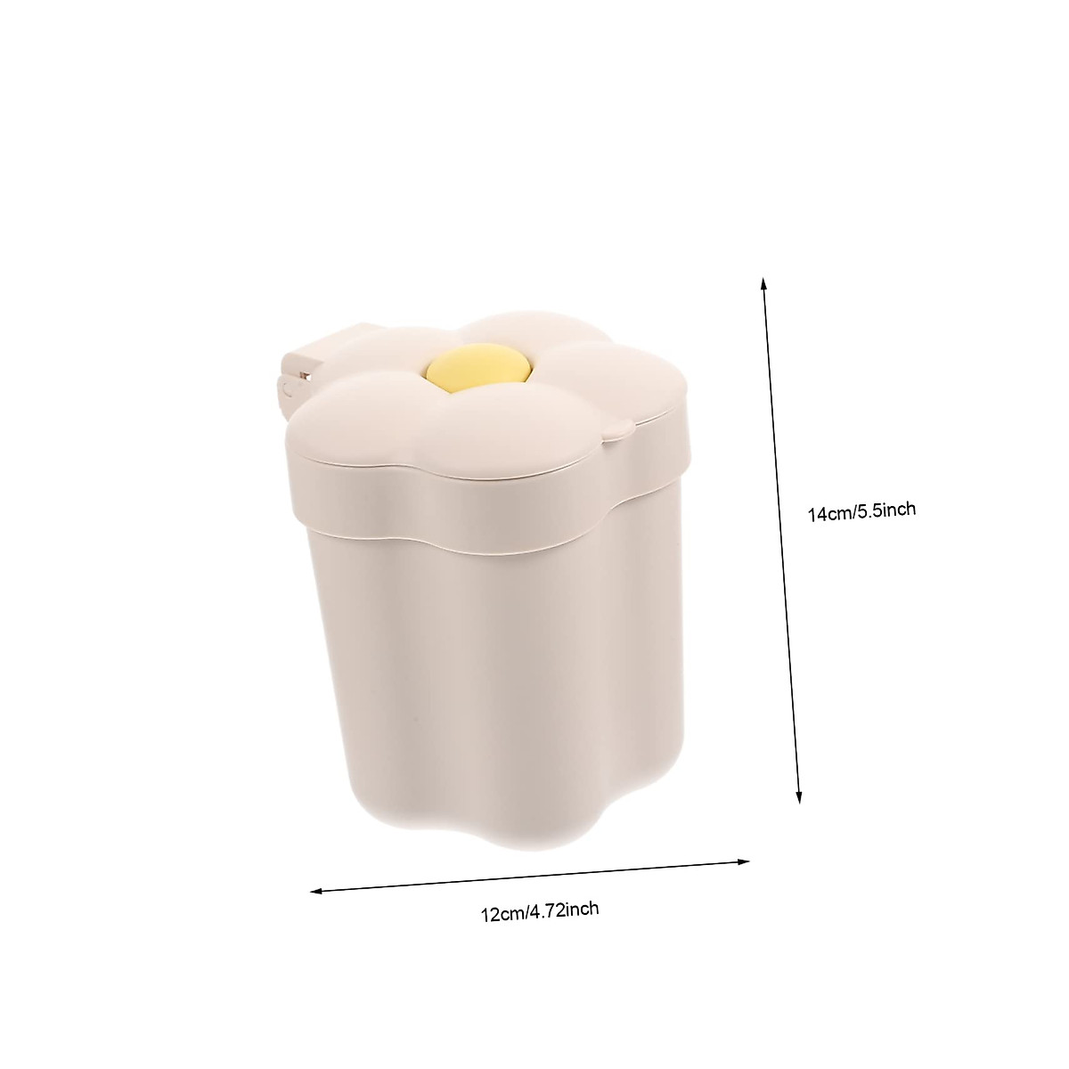 Ciieeo Mini Desktop Trash Can Flower Shaped Desktop Garbage Bin Cute Countertop Trash Can Kawaii Waste Bin Plastic Garbage Bin Tabletop Wastebasket for Office Home White