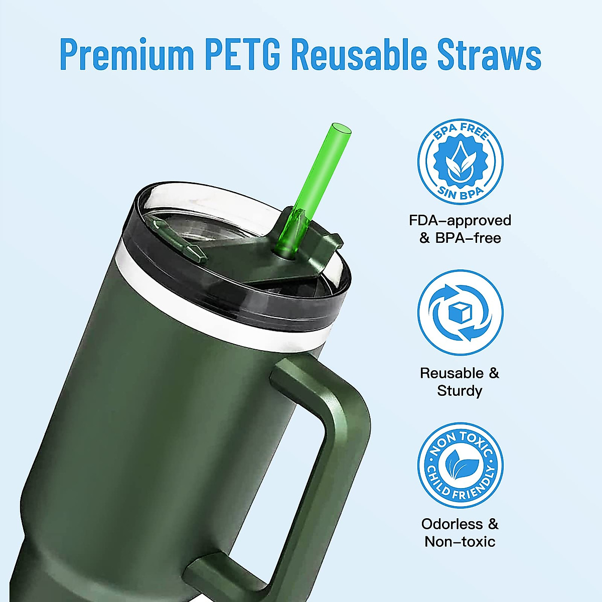 Replacement Straws Compatible with Stanley 40oz Cup Tumbler, 10 Pack Colorful Reusable Straws with Cleaning Brush for Stanley Adventure Travel Tumbler, Plastic Straw for Stanley Accessories