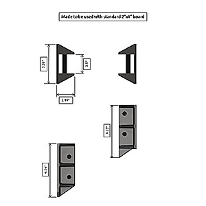 Fence & Deck Rite stair railing hangers, fits standard 2X 4 railings (actual 1 ½” x 3 ½”) Reinforced black polypropylene. 4 sets (8 pcs)
