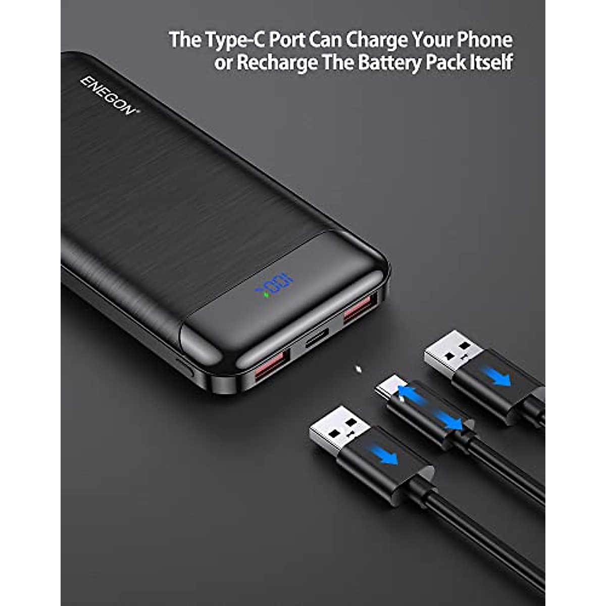 ENEGON 10000mAh Power Bank Fast Charging 12V/1.65A(PD 20W Max) with USB-C Wall Plug, Portable Chargers Slim Cell Phone External Battery Pack for iPhone 14 13 12 11 Pro Max Plus XR SE