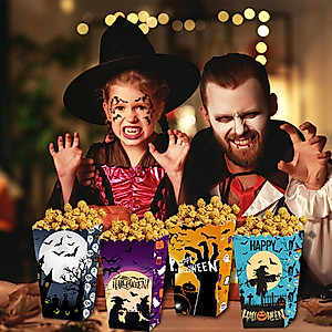 12 Pieces Halloween Popcorn Box Halloween Party Favor Snack Treat Boxes Candy Cookie Container Decorations Gifts for Kids Adults Halloween Party Favor Supplies