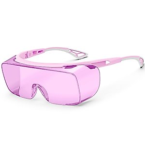 TOREGE Nemesis Safety Glasses For Nurse, Anti Fog Safety Glasses Over Eyeglasses With HD Lenses, Medical Lab Goggles Eye Protection For Women(Pink)