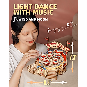 ROKR 3D Wooden Puzzles for Adults-LED Wooden Music Box Kits-Wood Model Kits to Build-3D Puzzles for Kids and Adults-Christmas STEM Toy Gifts