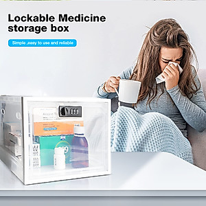 SANIDIKA Large Lockbox Medicine Lock Box - Refrigerator Lockable Boxes for Food Storage - Childproof First AID Locking Cabinet Pill Case Medical Organizer Bin - Ipad Tablet Locker Cell Phone Jail