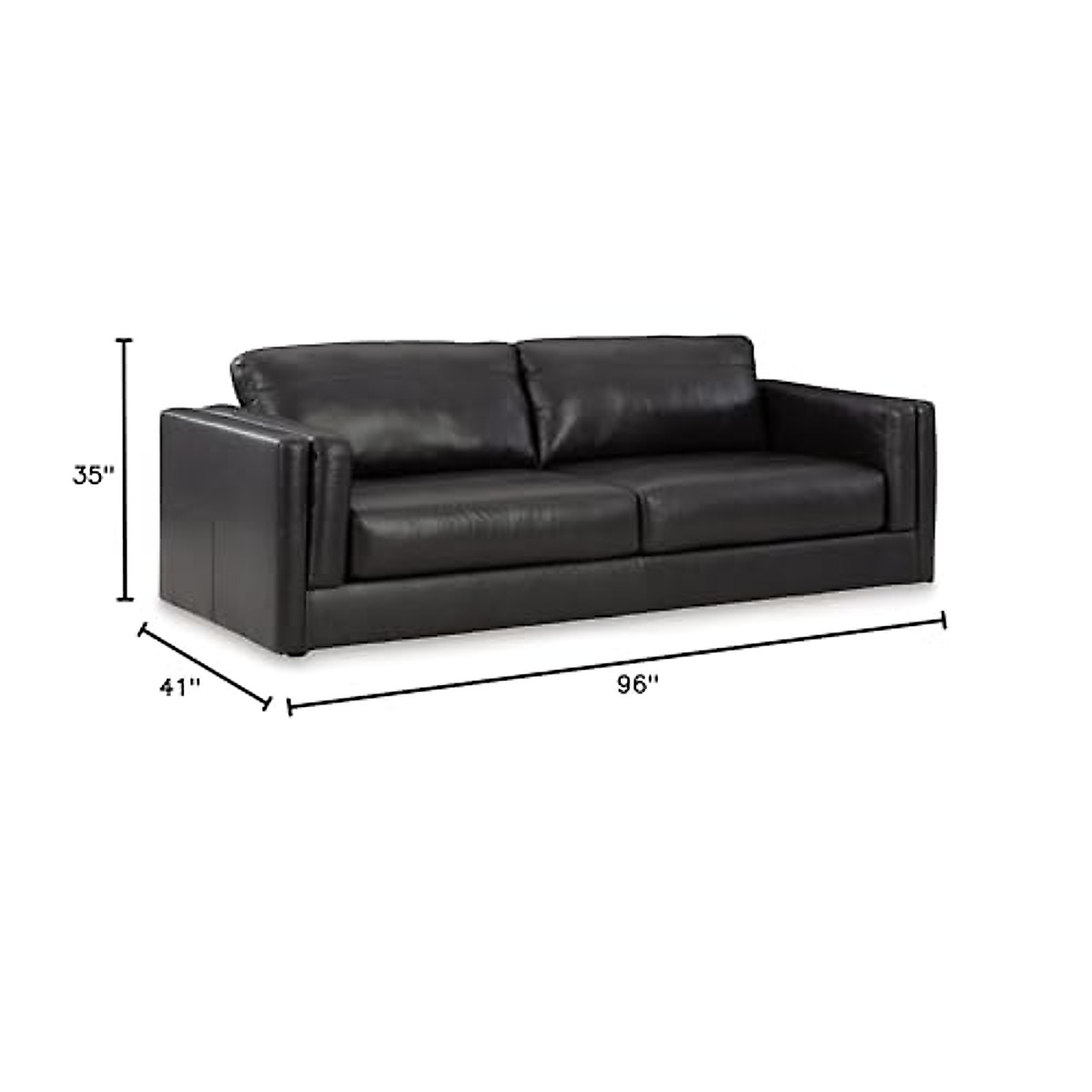 Signature Design by Ashley Amiata Modern Leather Match Sofa with Non-skid Legs, Black