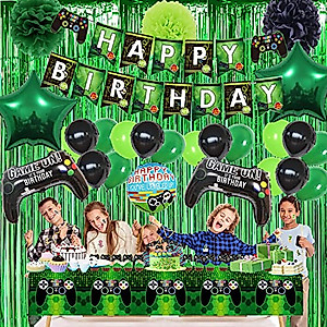 Video Game On Theme Birthday Party Decorations Set Happy Birthday Banner Balloons Tablecloth Foil Curtain Cake Toppers For Birthday Party, Boys Party, Family Party Supplies