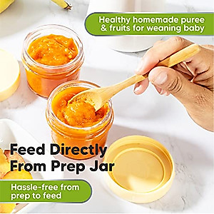 KeaBabies 12-Pack Glass Baby Food Containers - 4 oz Leak-Proof, Microwavable Baby Food Storage Containers, Baby Food Freezer Tray, Puree Glass Baby Food Jars, Baby Bullet Jars with Lids (Nord)