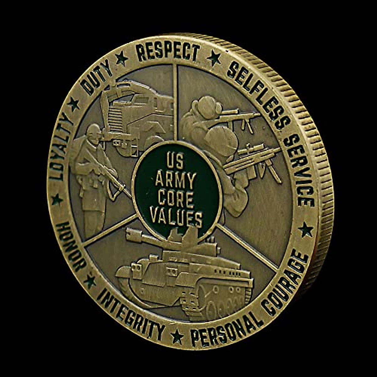 Military Coin US Army Core Values Souvenir Challenge Coin Honor Coin Collectibles Copper Plated Commemorative Coin