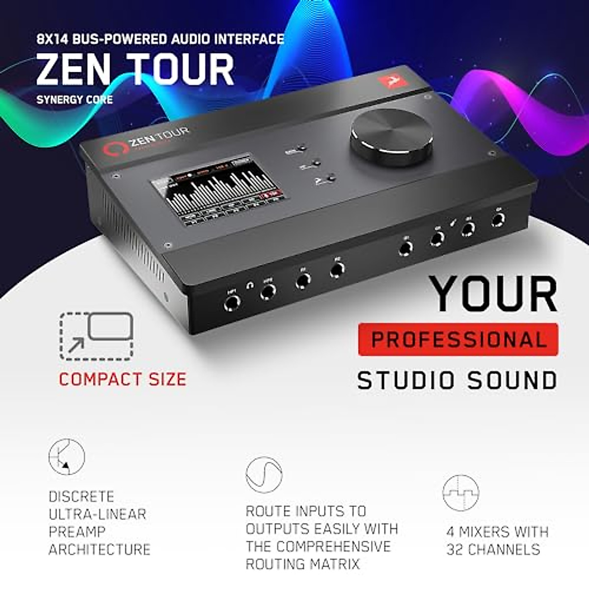 Zen Tour Synergy Core 18 x 26 Desktop Thunderbolt 3 and USB Audio Interface with Onboard FX DSP Audio Processor, Podcast suitable- Antelope Audio