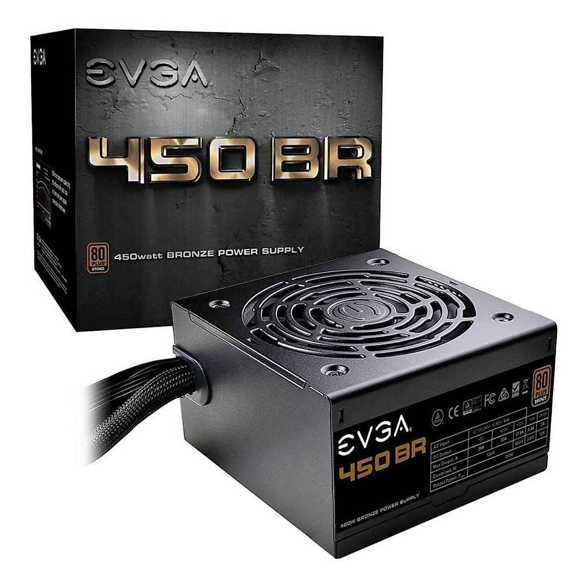EVGA 100-BR-0450-K1 450 BR, 80+ BRONZE 450W, 3 Year Warranty, Power Supply