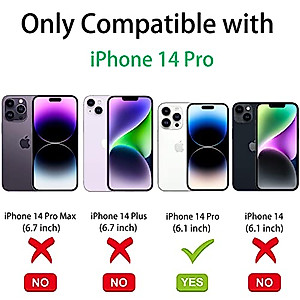 UYMO Crossbody Case for iPhone 14 Pro 6.1", Crossbody Cover with Neck Cord Strap,Transparent Clear PC TPU Lanyard Case with 2 Tempered Glass Screen Protector & 1 Camera Lens Protector,Rainbow