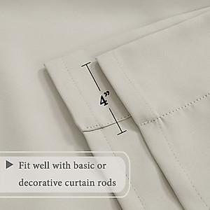 H.VERSAILTEX Blackout Room Darkening Curtain Balloon Curtains & Tie-up Curtains Bathroom Window Curtains Short Rod Pocket Curtain Panel - 42" Wide by 63" Long - Solid in Ivory/Cream